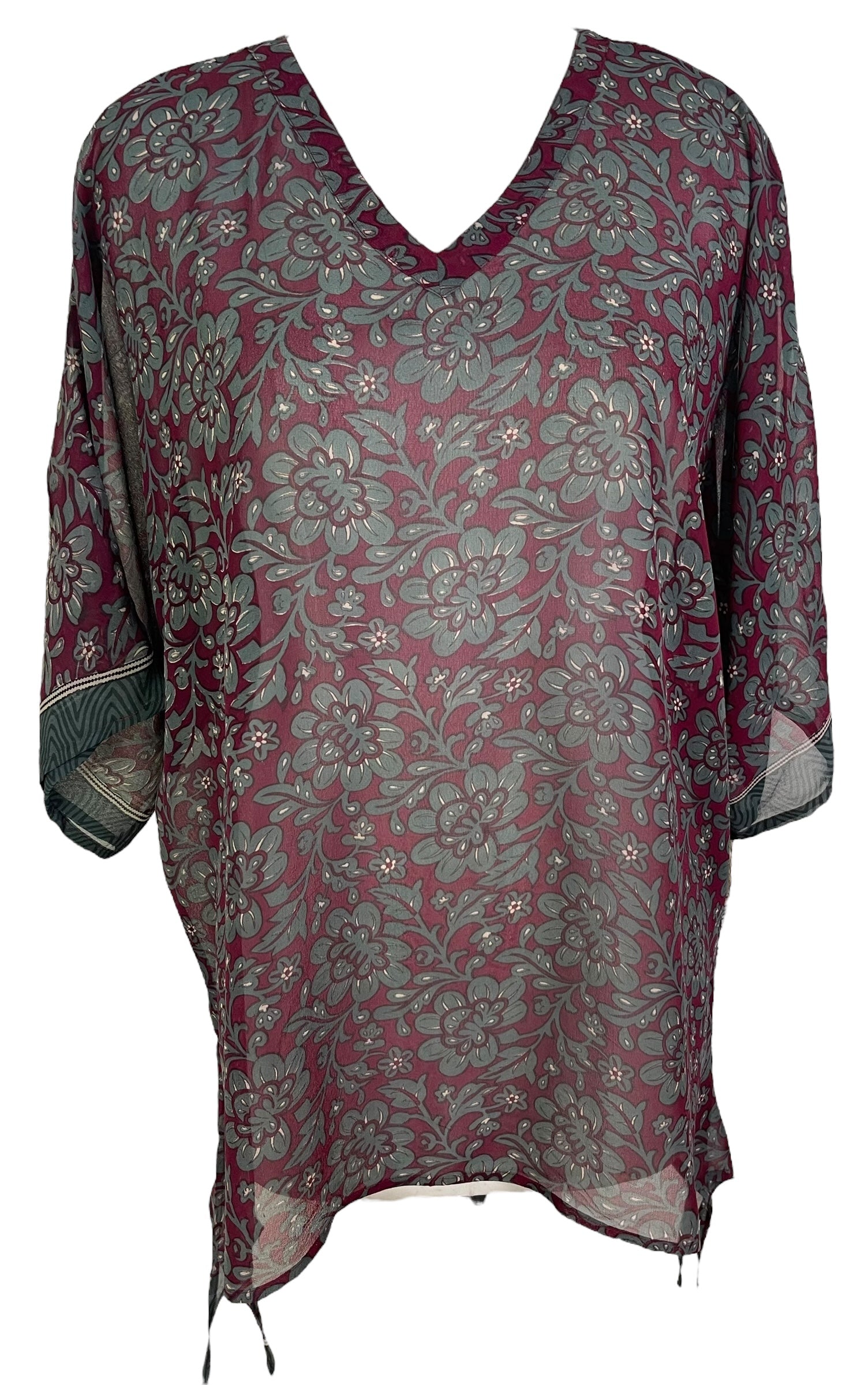 PRG7183 Sheer Avatar Pure Silk Long Tunic with Side Ties – sariKNOTsari